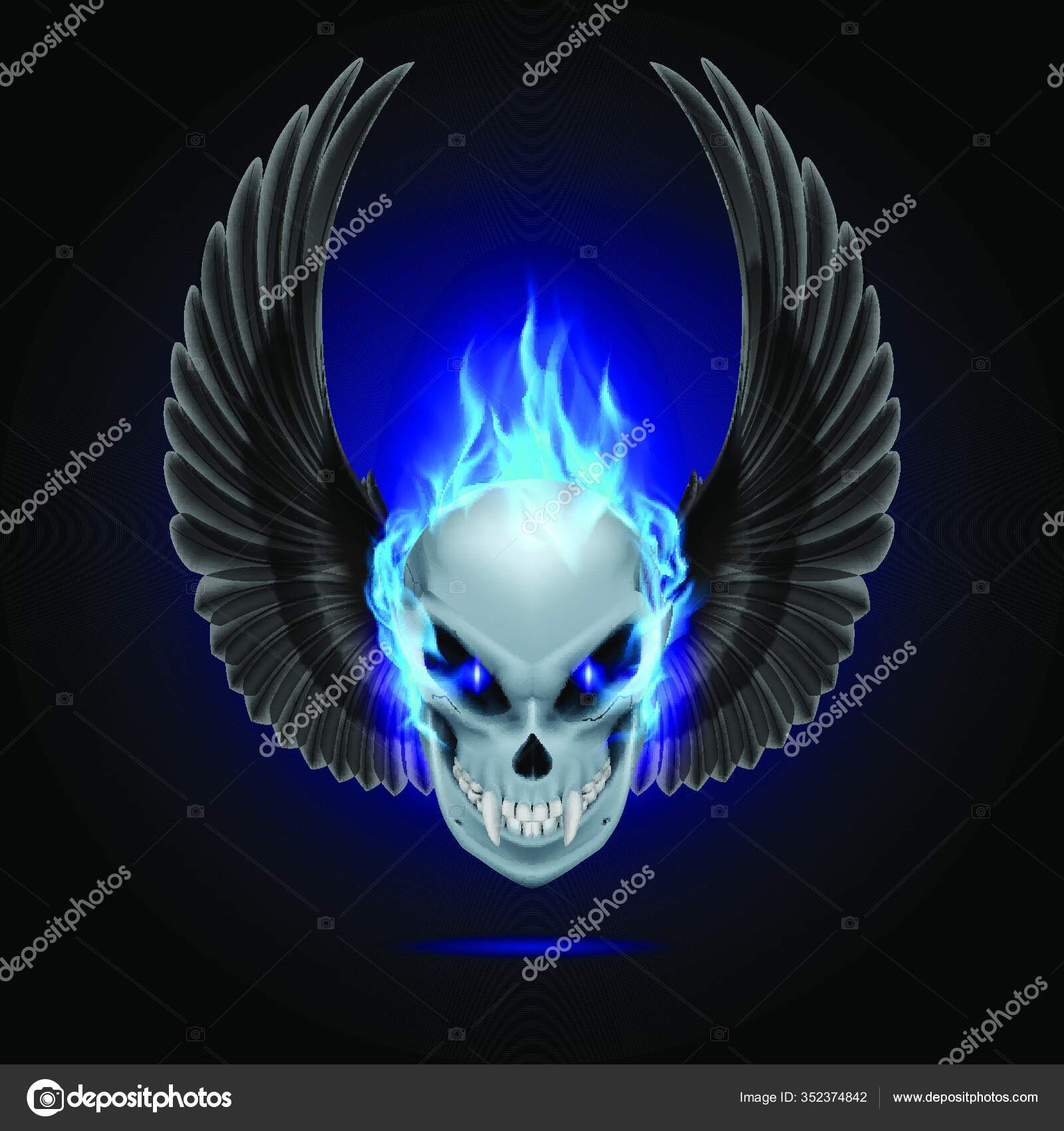 Skull On Blue Flames
