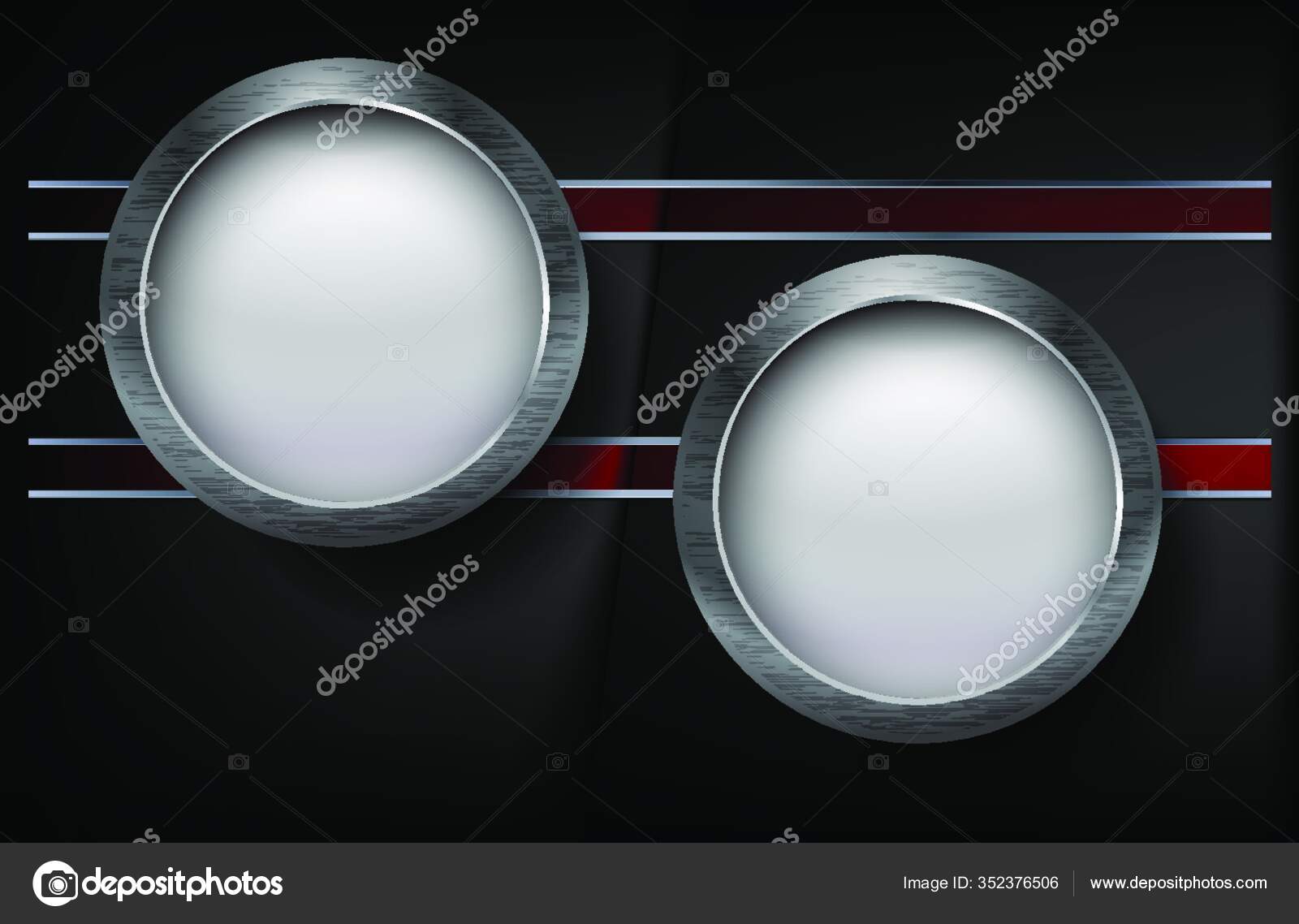 Infographic Two Element Ring Circle Metallic Black Background Stock ...