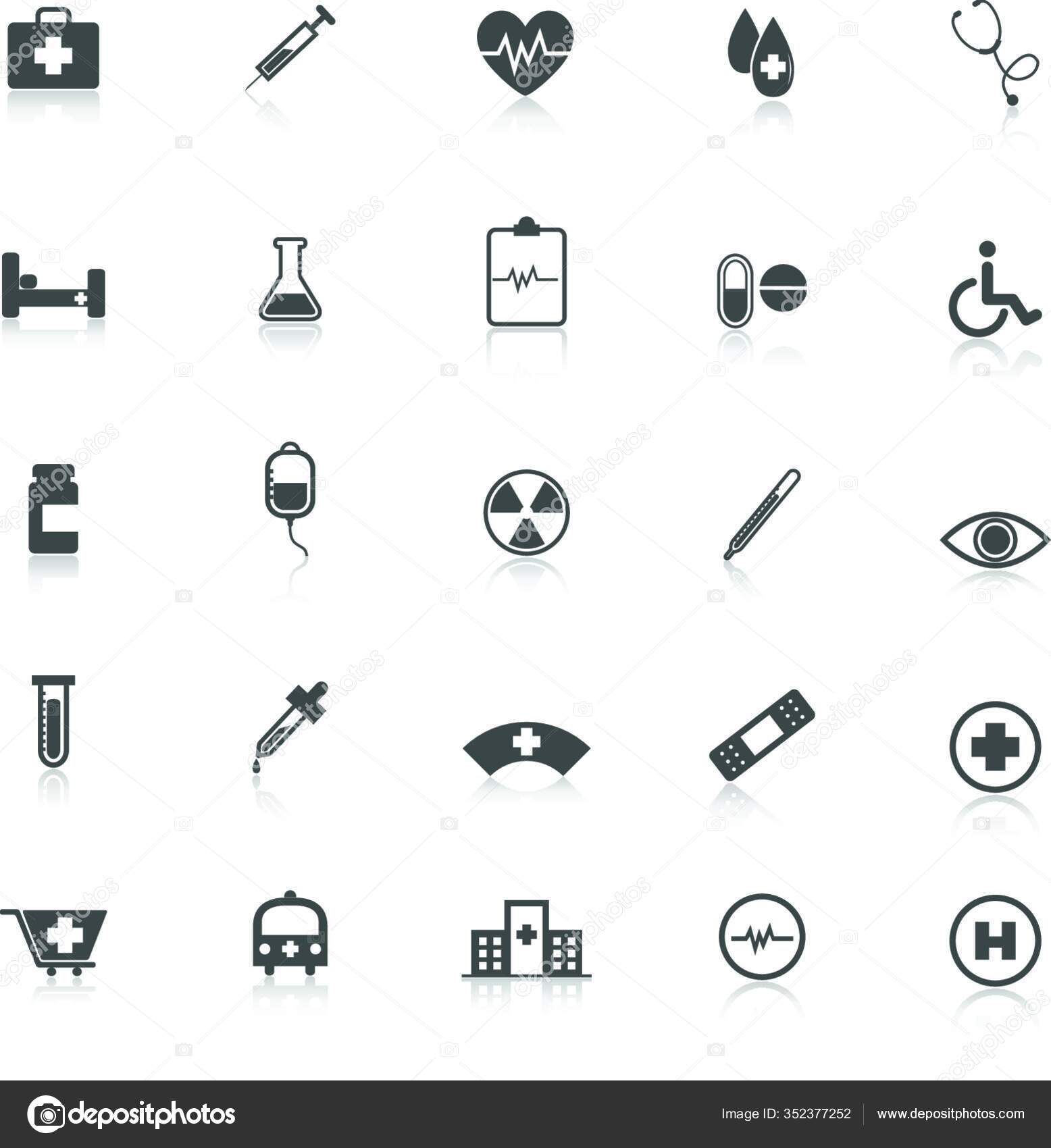 Medical Icons Reflect White Background Stock Vector Stock Vector by ...