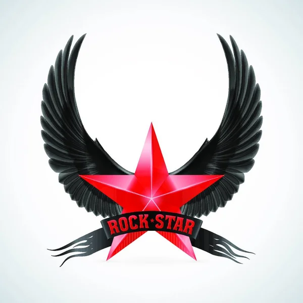 Red Star Black Torn Rock Star Banner Illustration White Background ...
