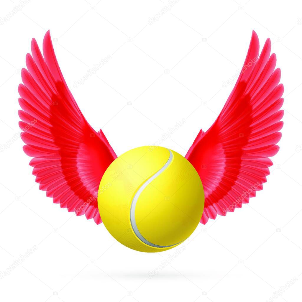 Pelota de tenis realista con emblema de alas rojas 2022