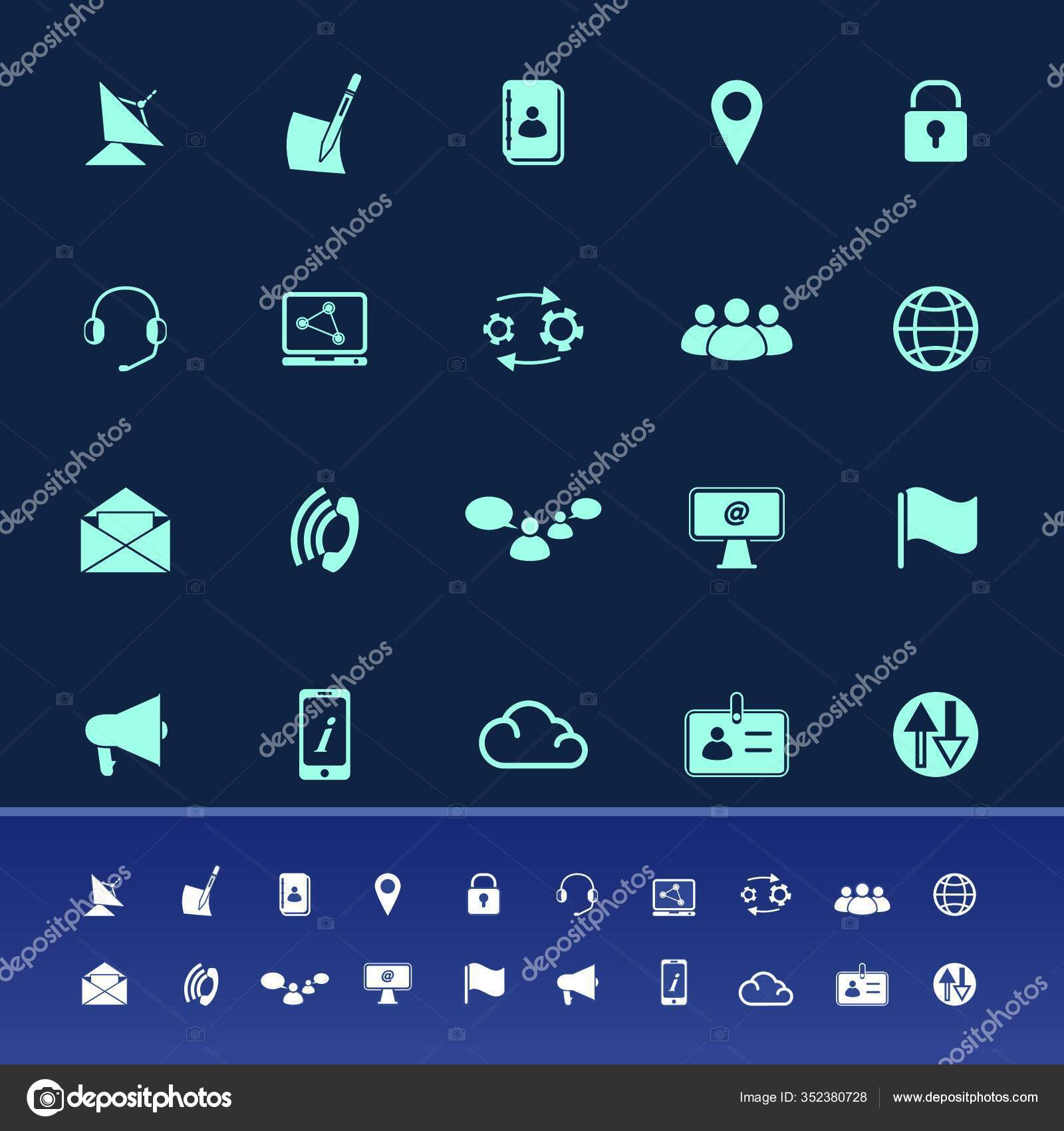 Communication Color Icons Navy Background Stock Vector Stock Vector by ...