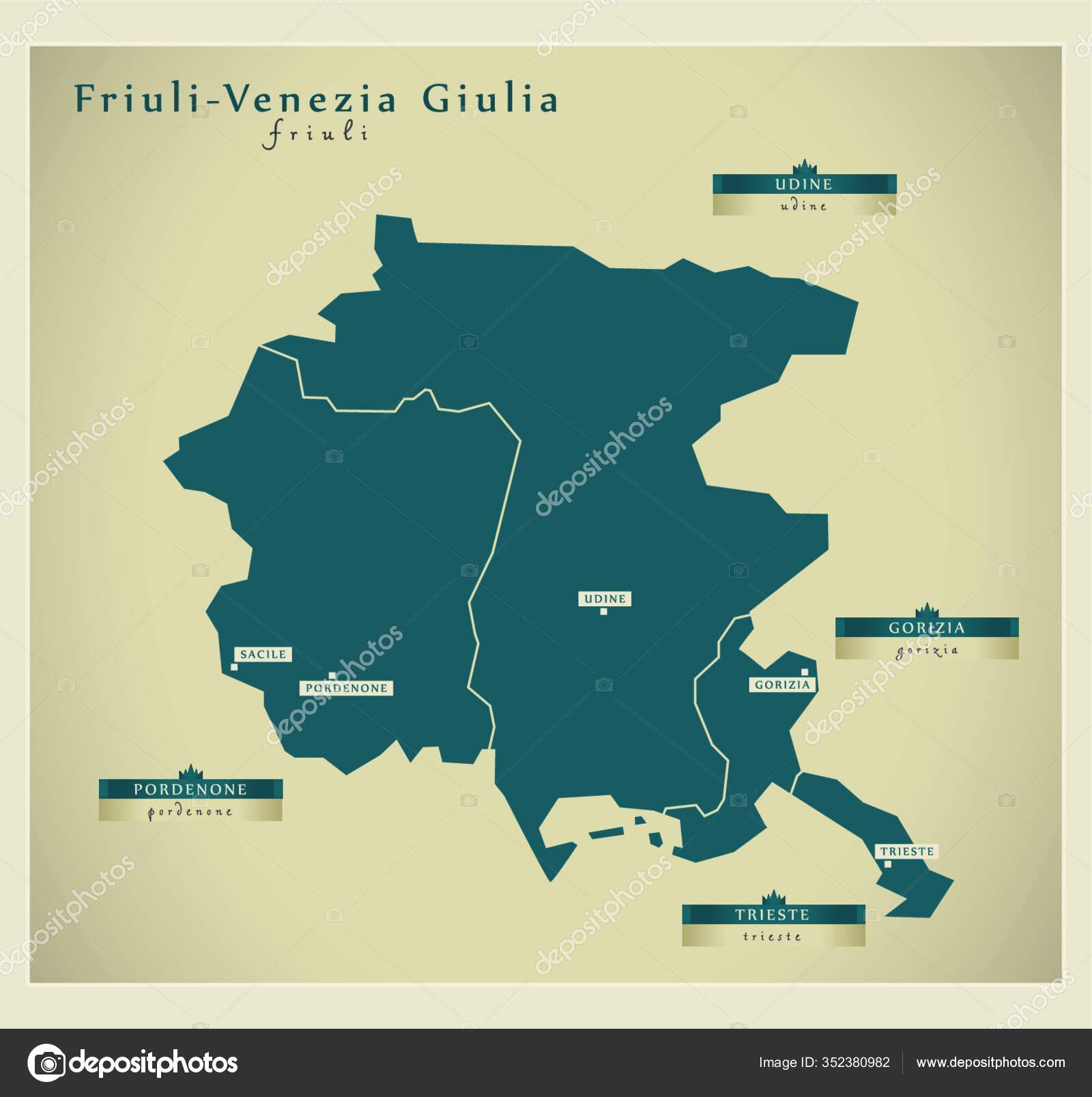Modern Map Friuli Venezia Giulia Stock Vector Image by ...