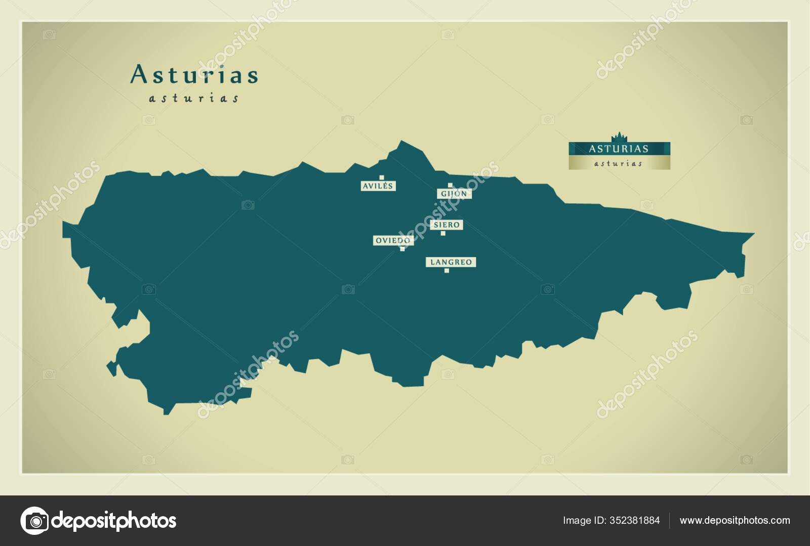 Modern Map Asturias Stock Vector Image by ©PantherMediaSeller #352381884