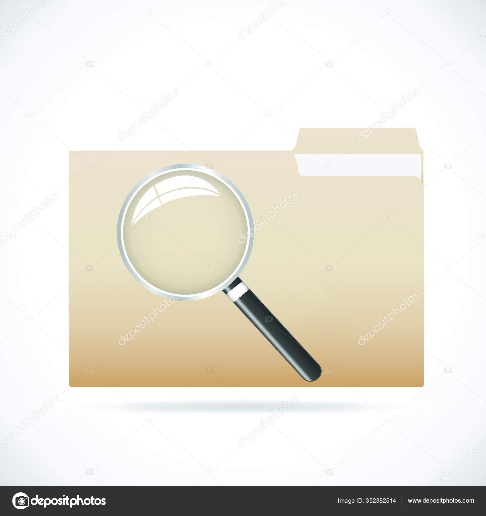Illustration Folder Magnifying Glass Isolated White Background Stock ...