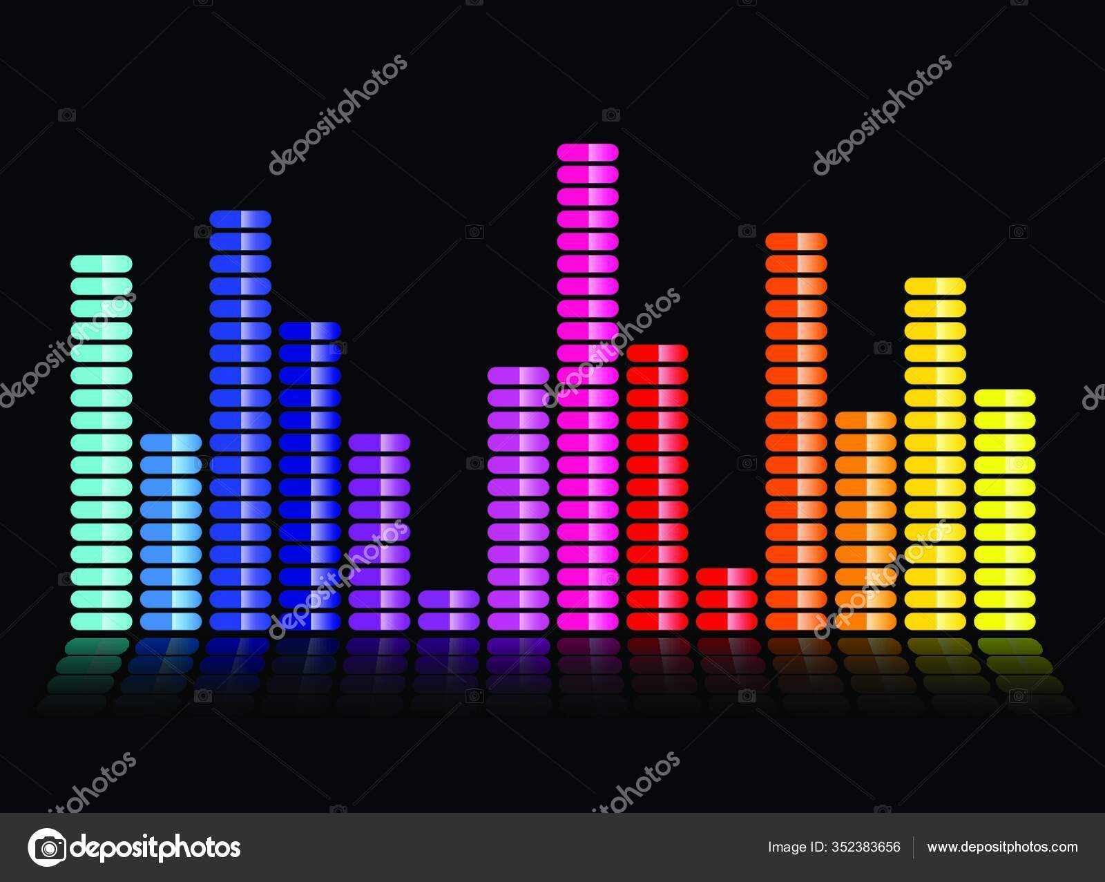 Illustration Colorful Music Equalizer Black Background Stock Vector ...