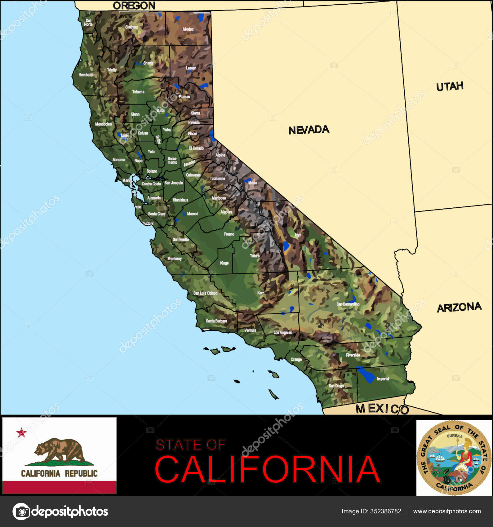 Mapa De Condados Del Estado De California Mapa Grande E Detalhado Do