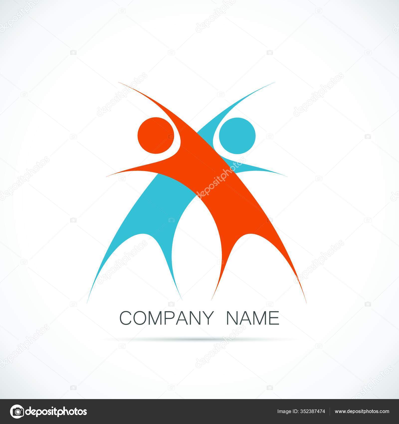 Illustration Logo Design Two Abstract Figures Isolated White Background ...