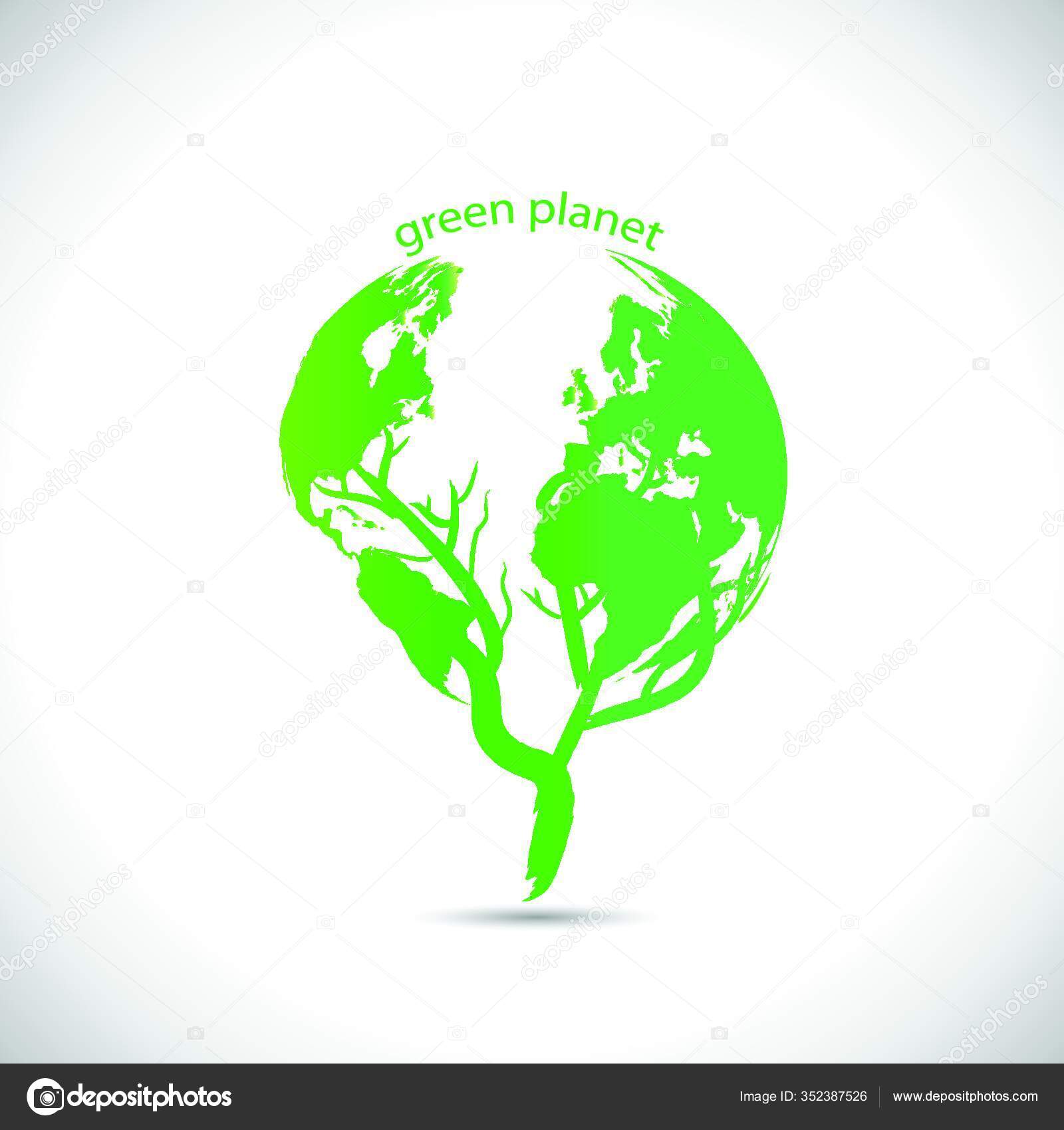 Illustration Green Planet Design Isolated White Background Stock Vector ...