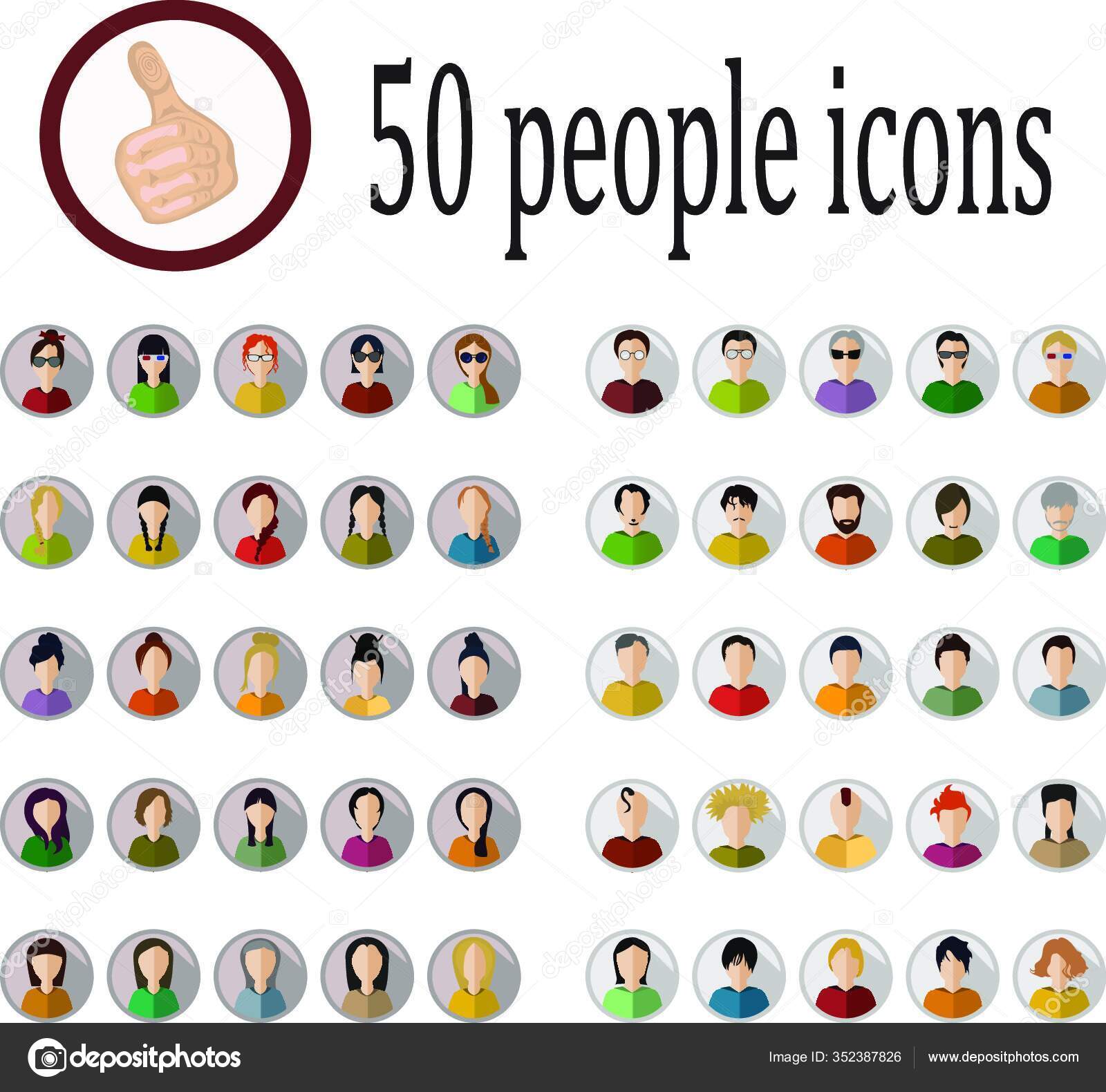 People Icons Various Nationalities Different Styles Stock Vector Image ...