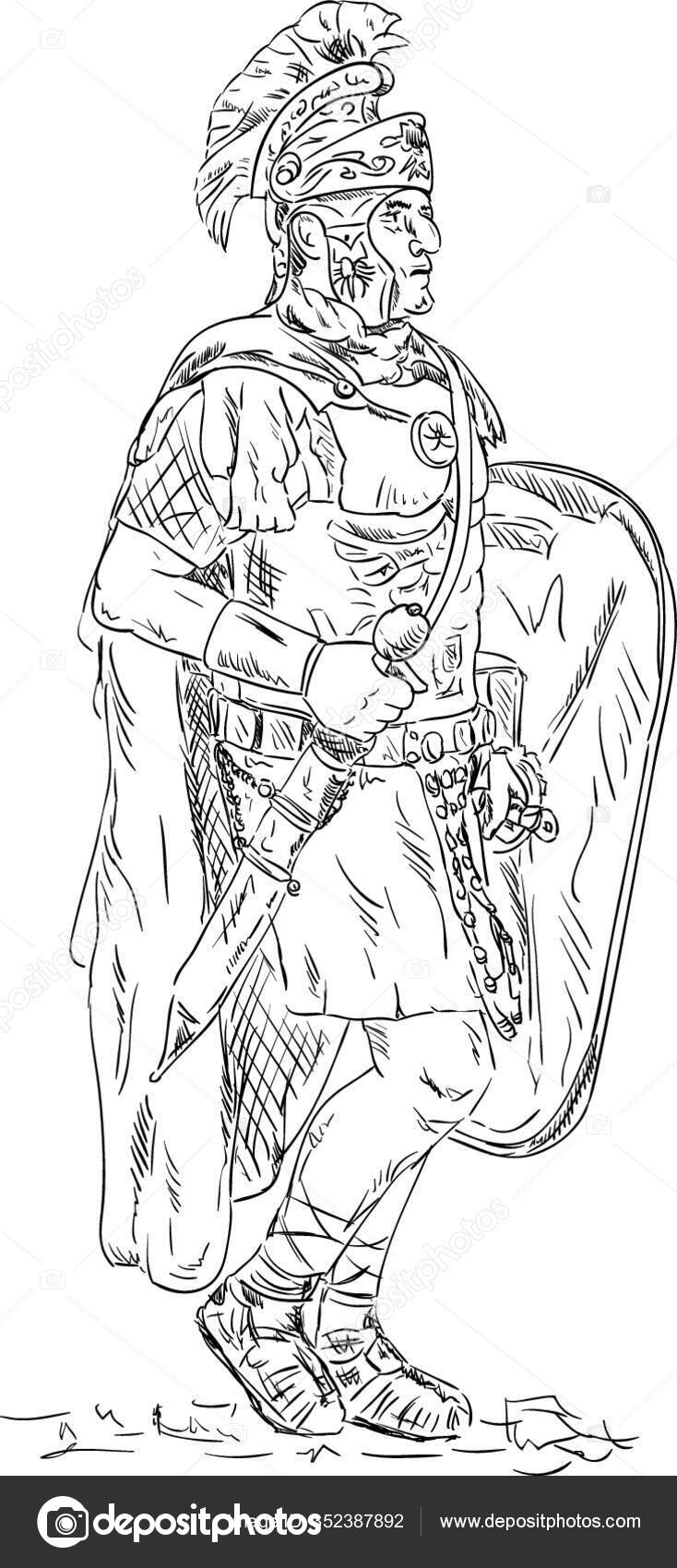 Vector Roman Soldier Legionnaire Isolated Background Stock Vector Image ...