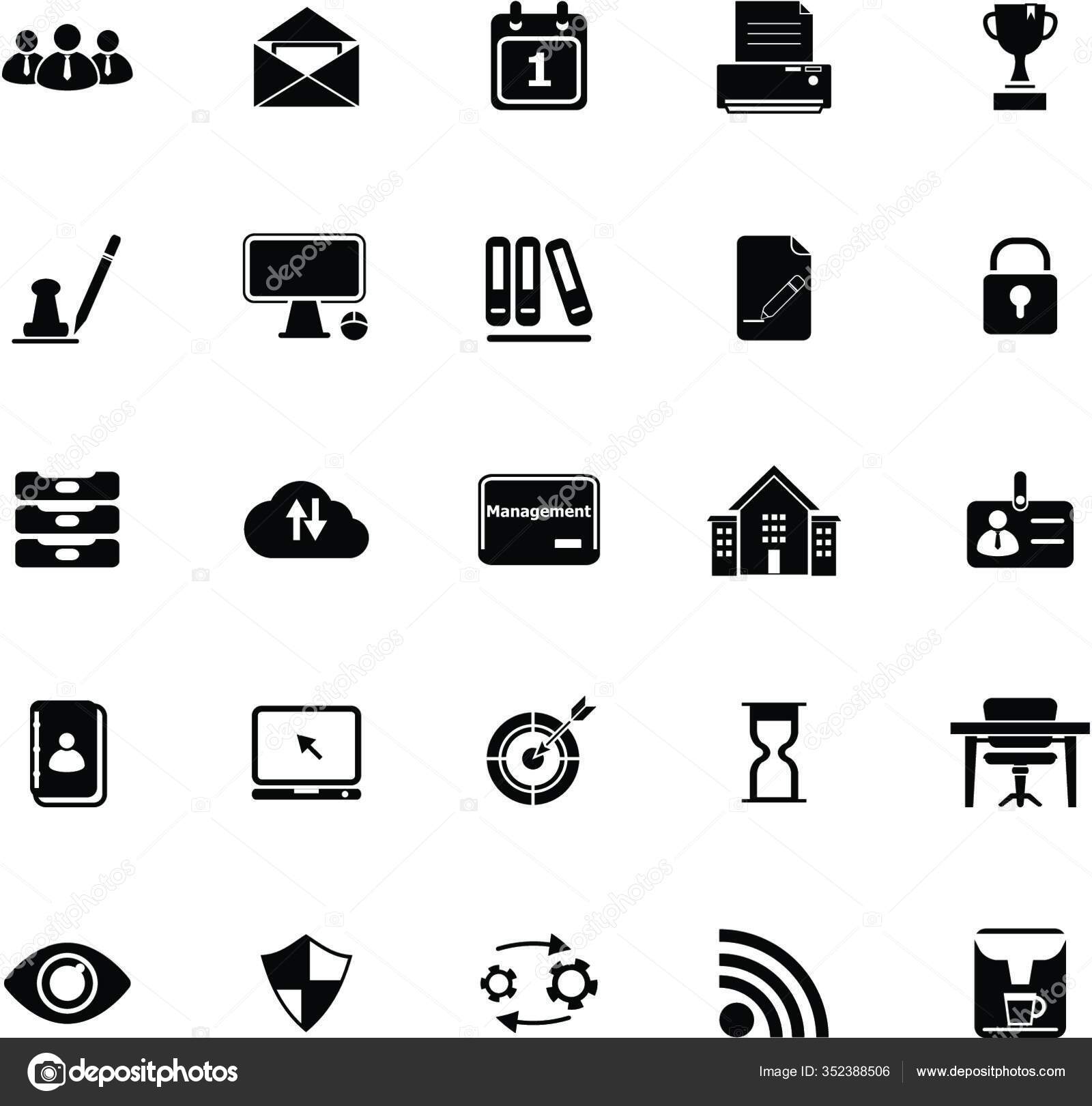 Business Management Icons White Background Stock Vector Stock Vector by ...