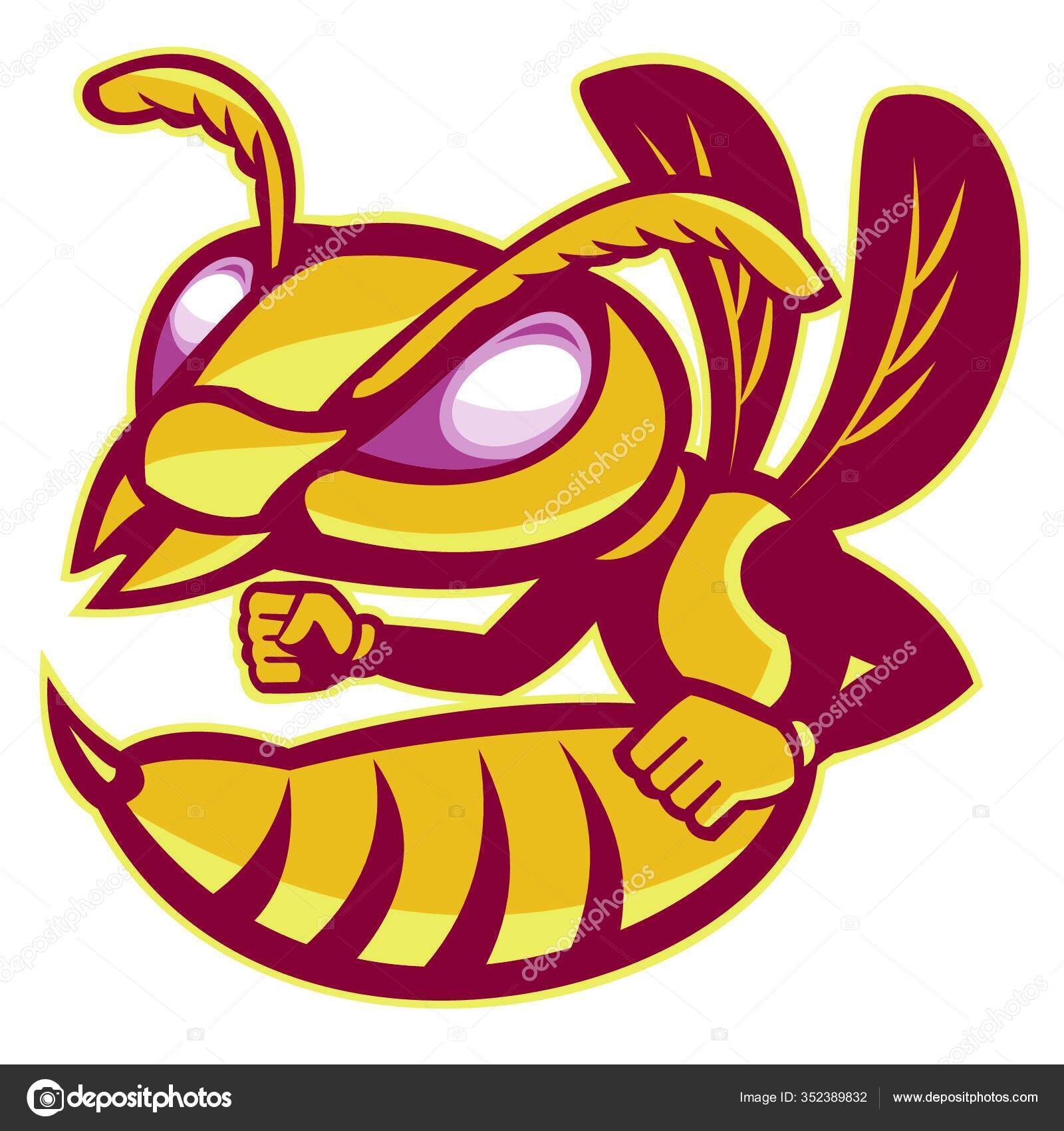 Illustration Vectorielle Une Mascotte Vespa Crabro Guêpe Frelon Femelle