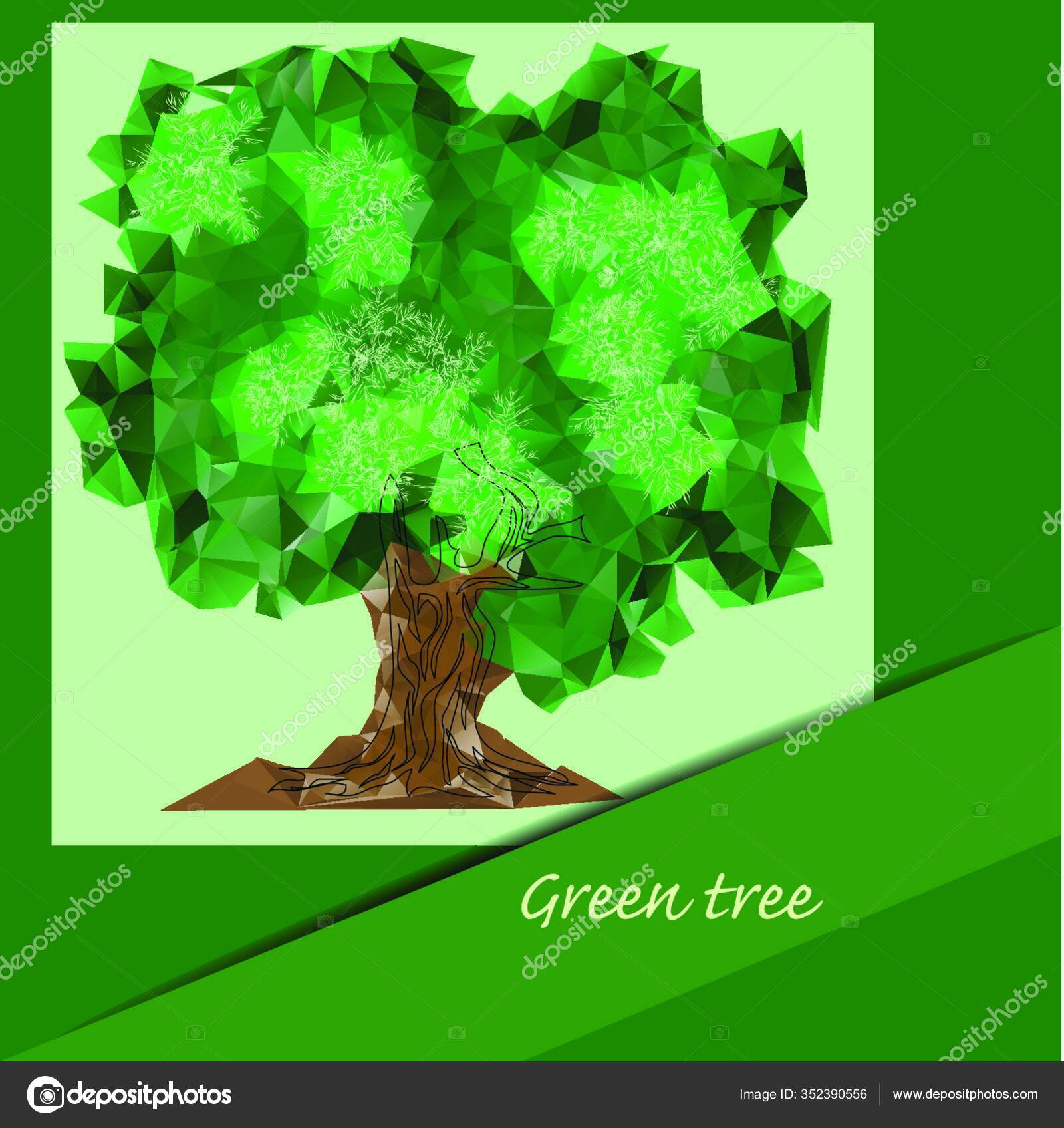 Árbol Triangular Árbol Verde Abstracto Sobre Fondo Verde Vector de ...