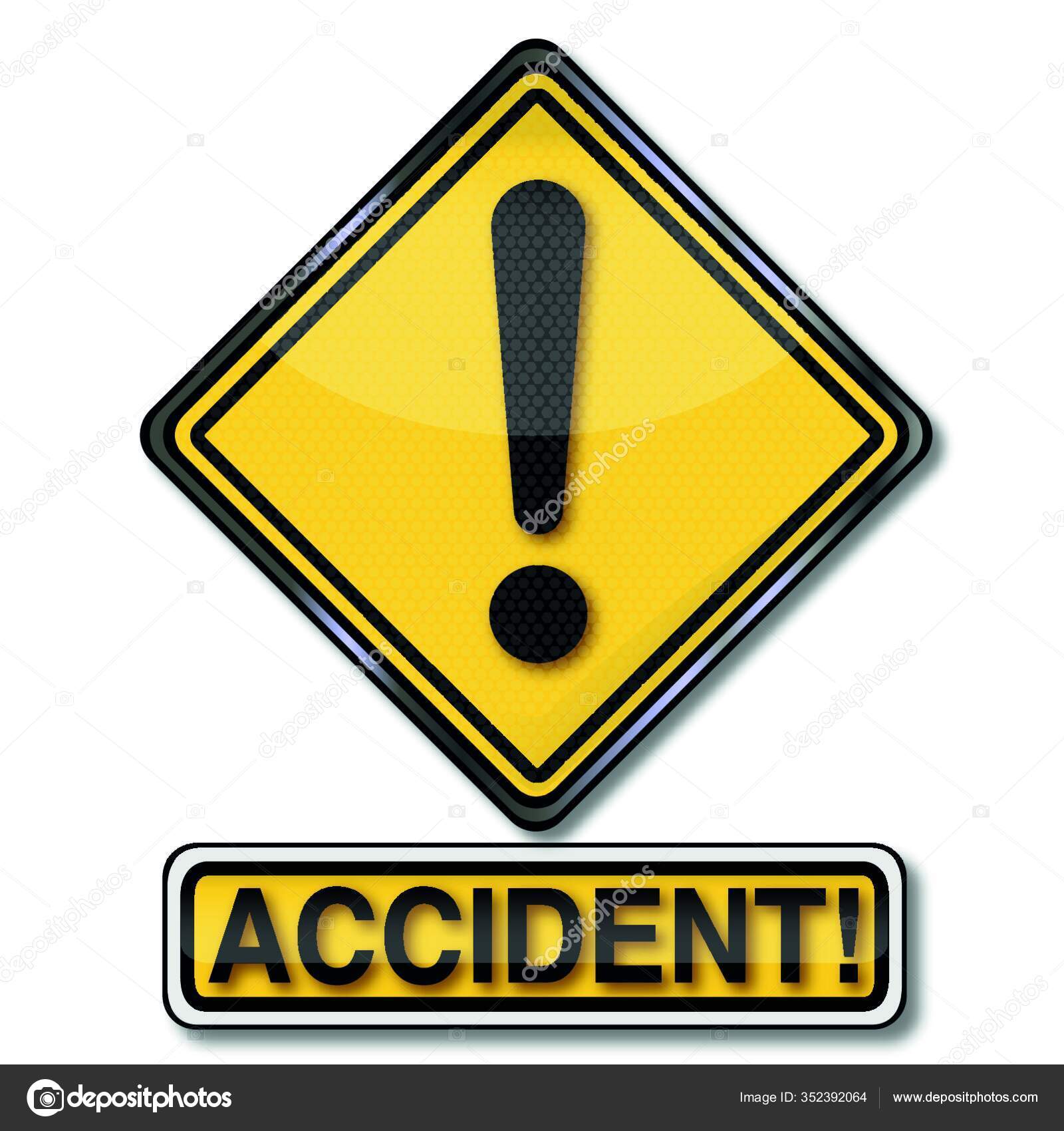 Schild Mit Rufzeichen Und Unfall - Vektorgrafik: lizenzfreie Grafiken ...