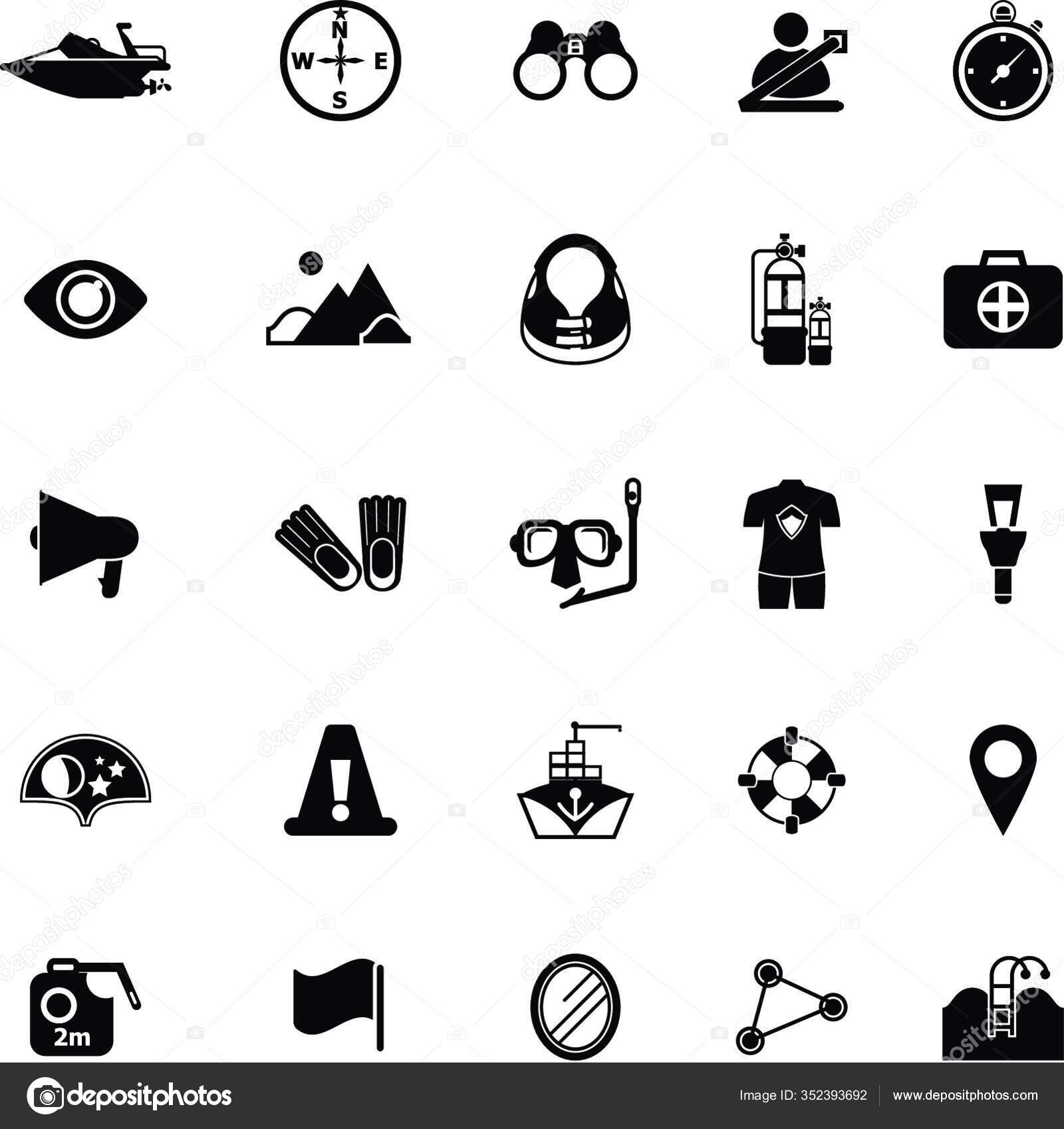 Waterway Related Icons White Background Stock Vector Stock Vector by ...