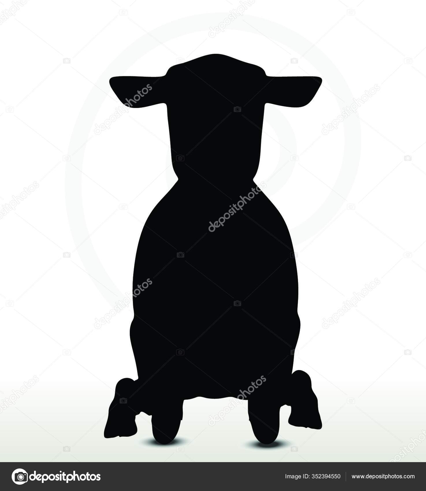 Imagen Vectorial Silueta Oveja Con Pose Colocación Aislada Sobre Fondo Vector de stock ...