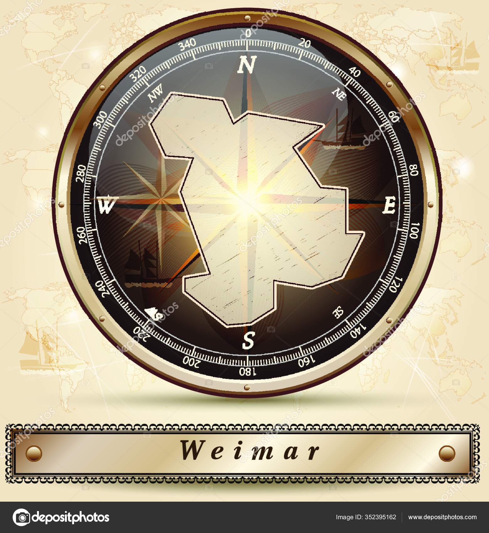 Map Weimar Borders Bronze Stock Vector by ©PantherMediaSeller 352395162