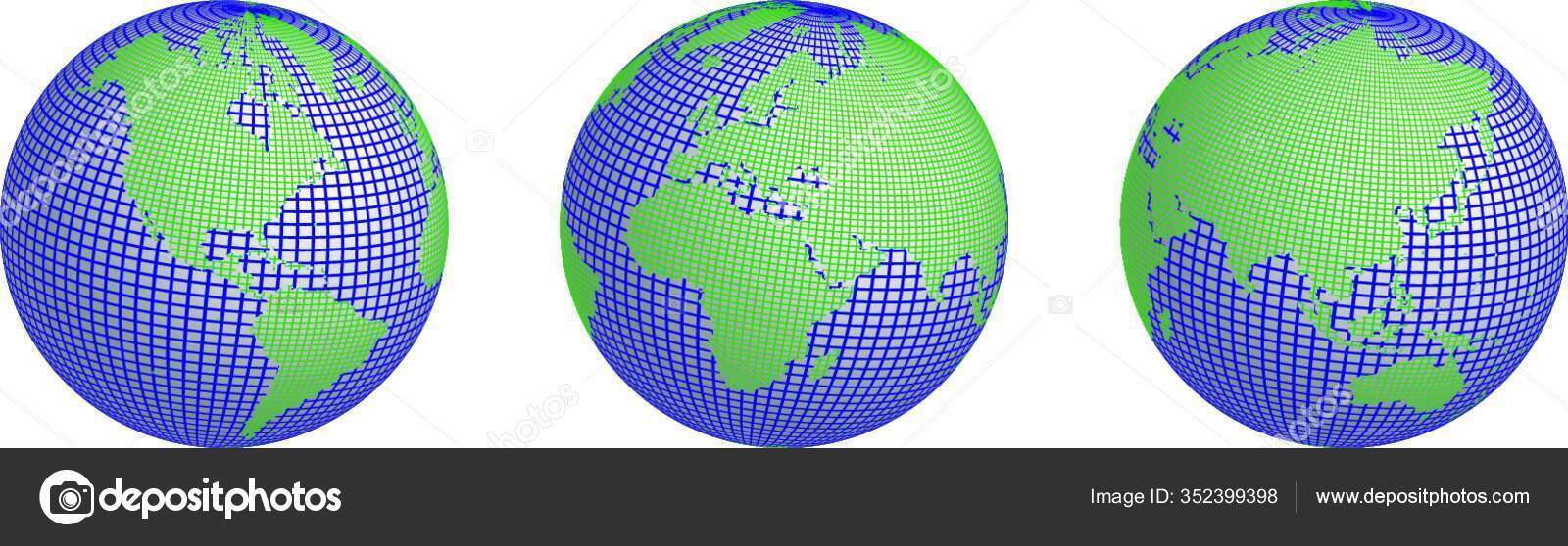 World Wire Mesh Globes Showed All Continents Stock Vector by ...