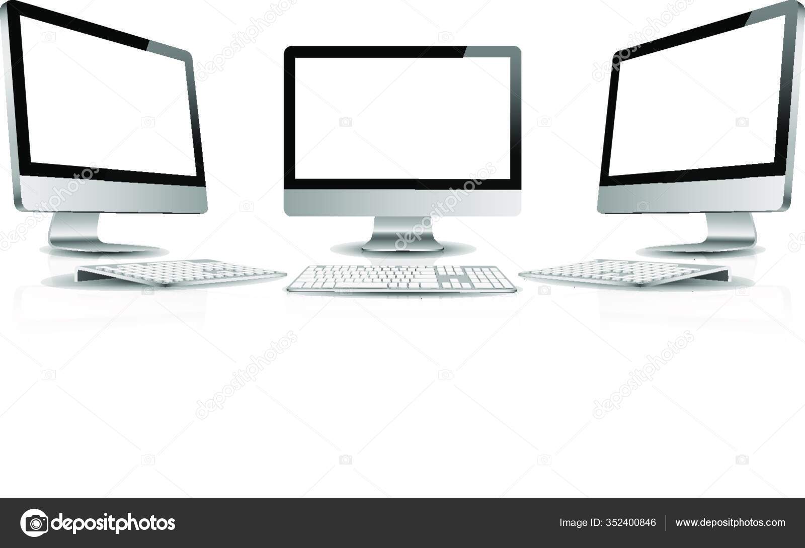 Desktop Computer Screen Keyboard Vector Isolated Stock Vector by ...