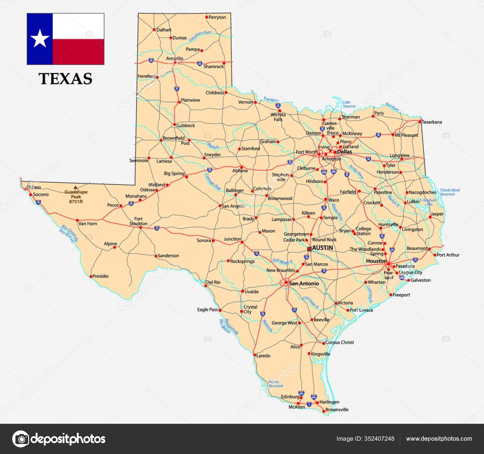 texas highway map detailed
