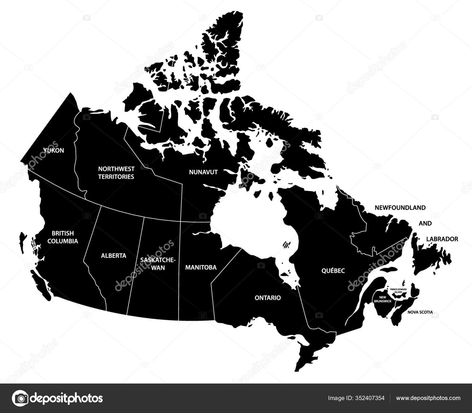 Canada Administrative Map Black White Stock Vector by ...