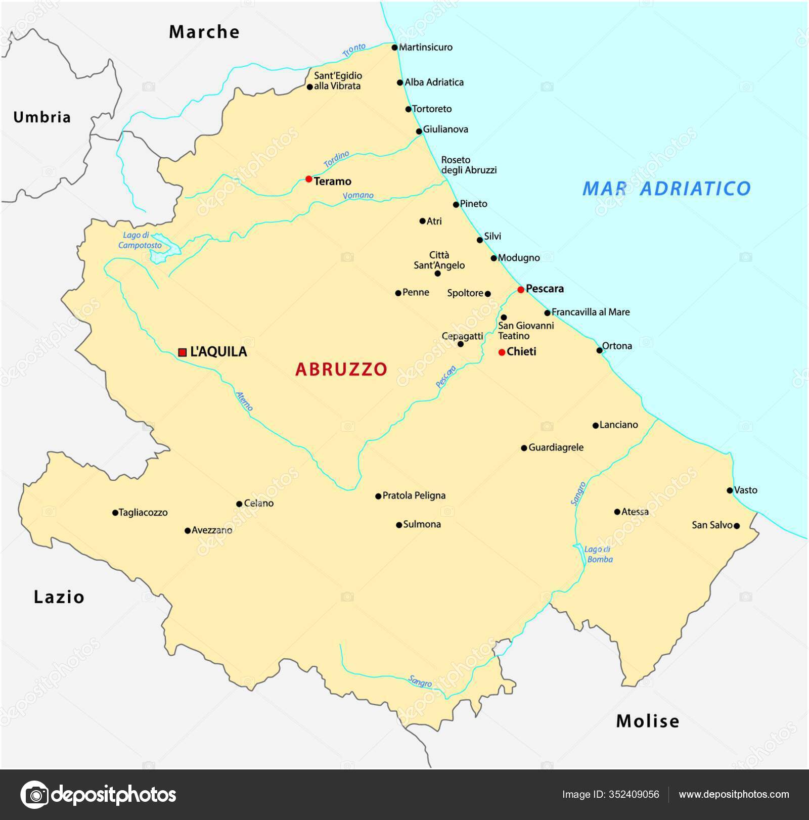 Mapa Político De Abruzos Landon