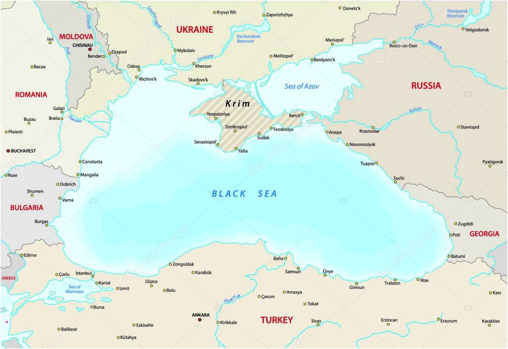 mapa del mar negro, ilustración vectorial 2024