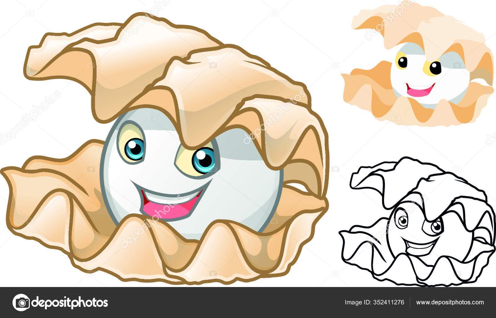 Image High Quality Pearl Shell Cartoon Character Include Flat Design ...