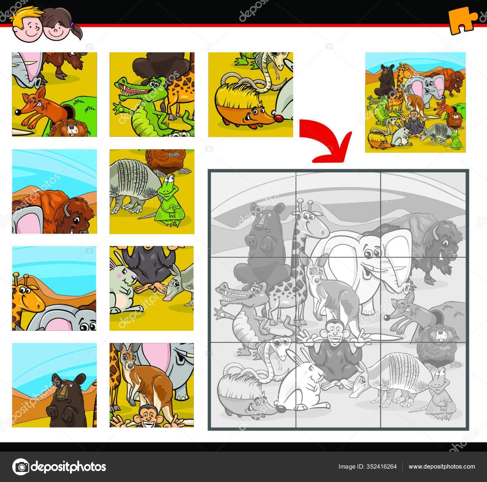 Cartoon Illustration Education Jigsaw Puzzle Activity Preschool ...