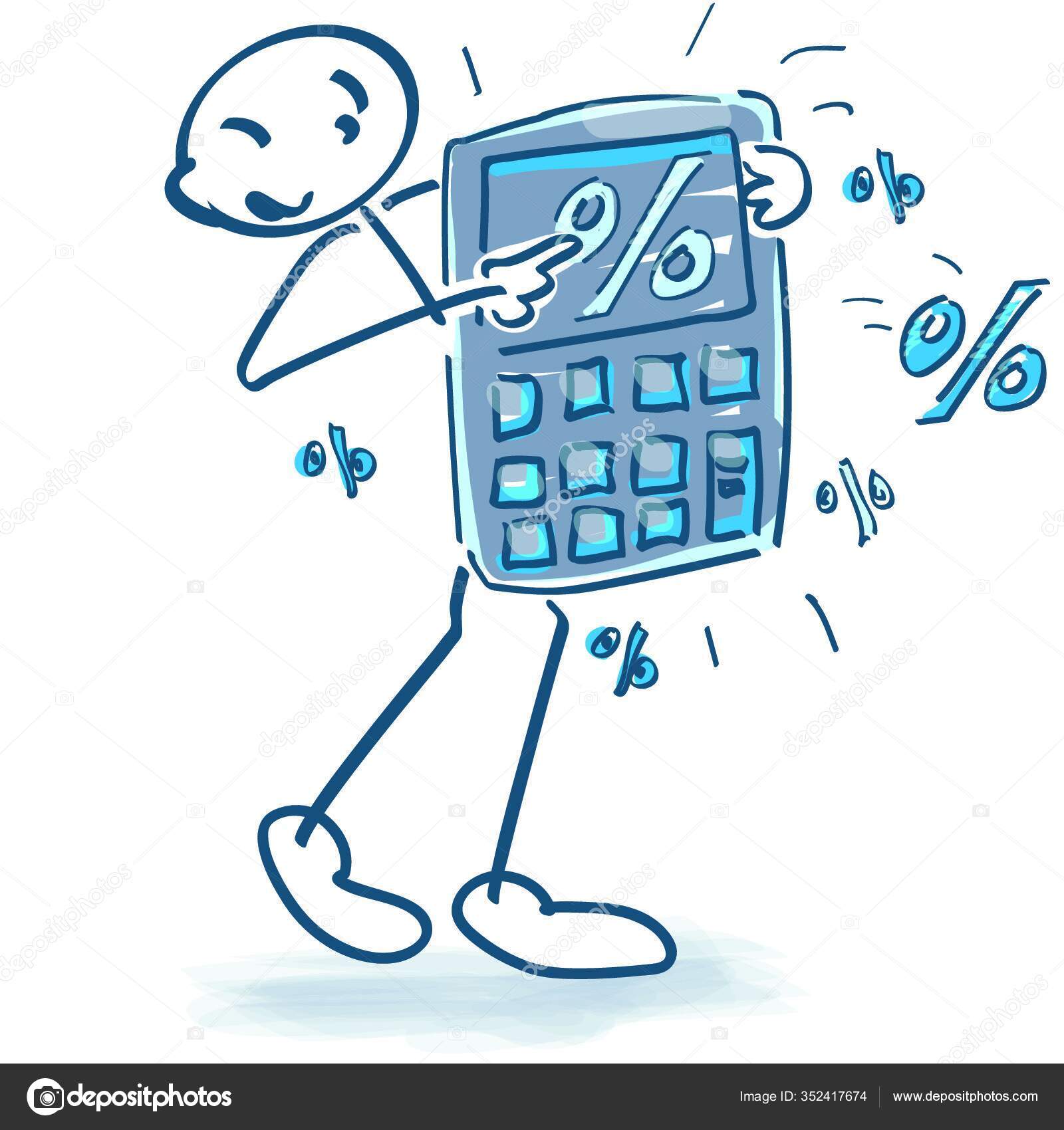 Stick Figures Calculator Percentages Stock Vector by ...