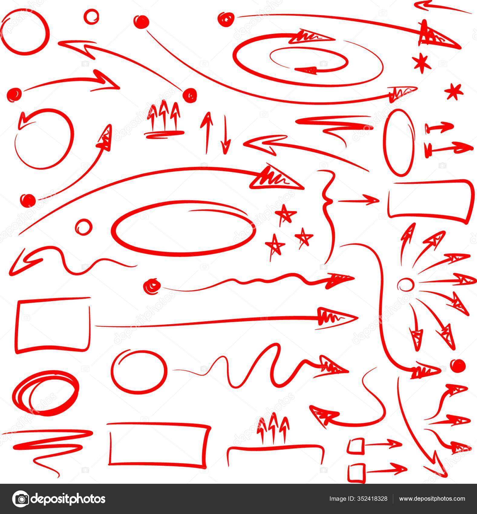 Conjunto Flechas Dibujadas Mano Símbolos Indicación Para Presentación ...