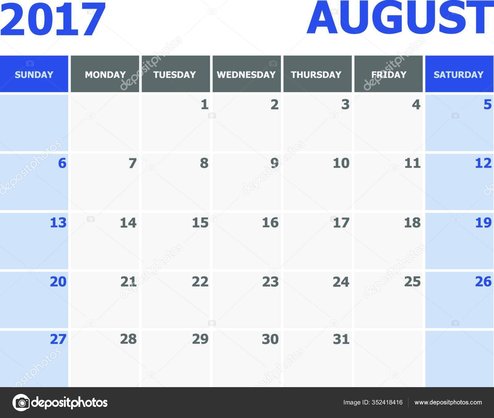 2017 Calendar Week Starts Sunday Months Set Stock Vector Stock Vector ...