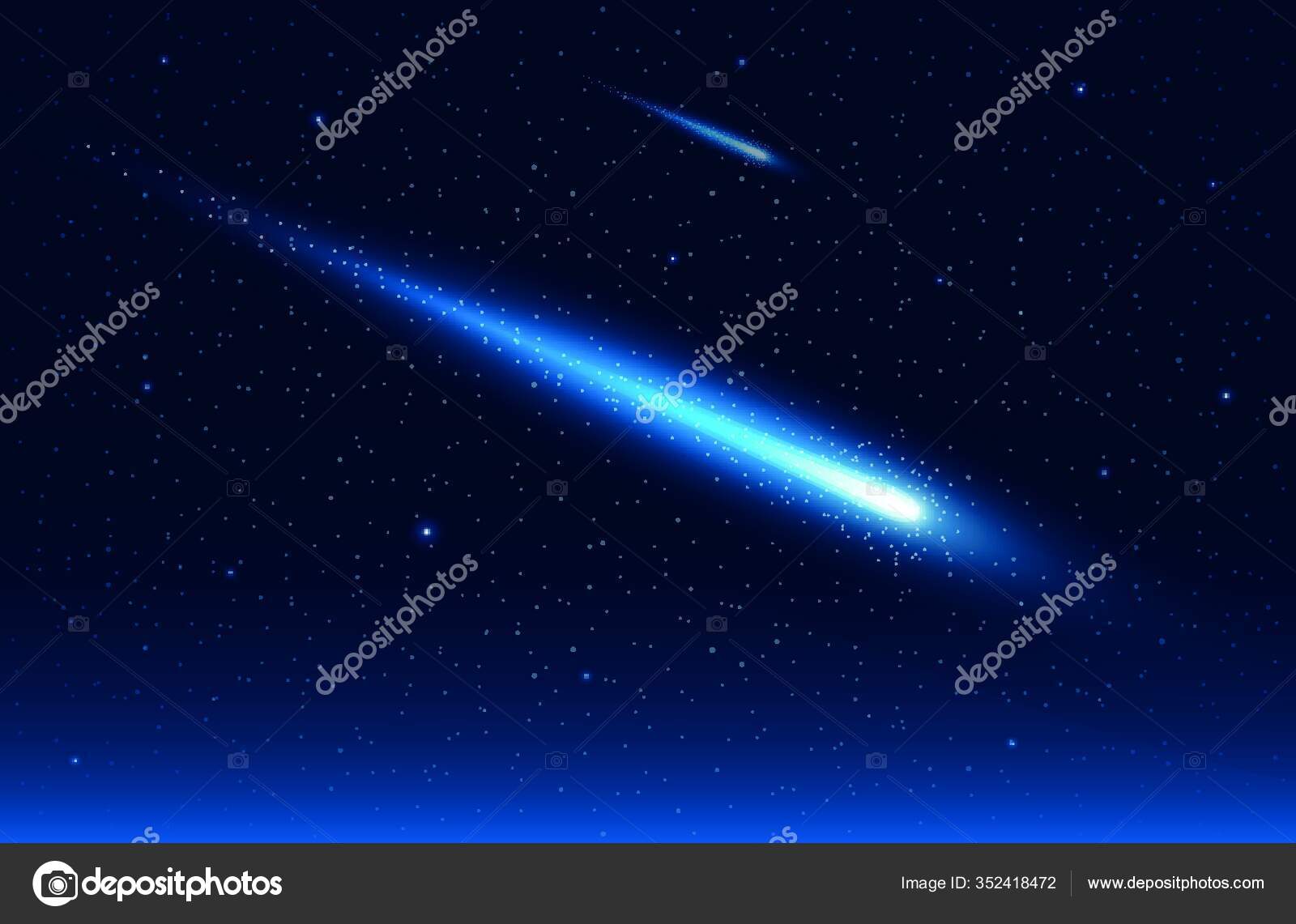 Vector Illustration Two Comet Starry Space Sky Elements Layered ...