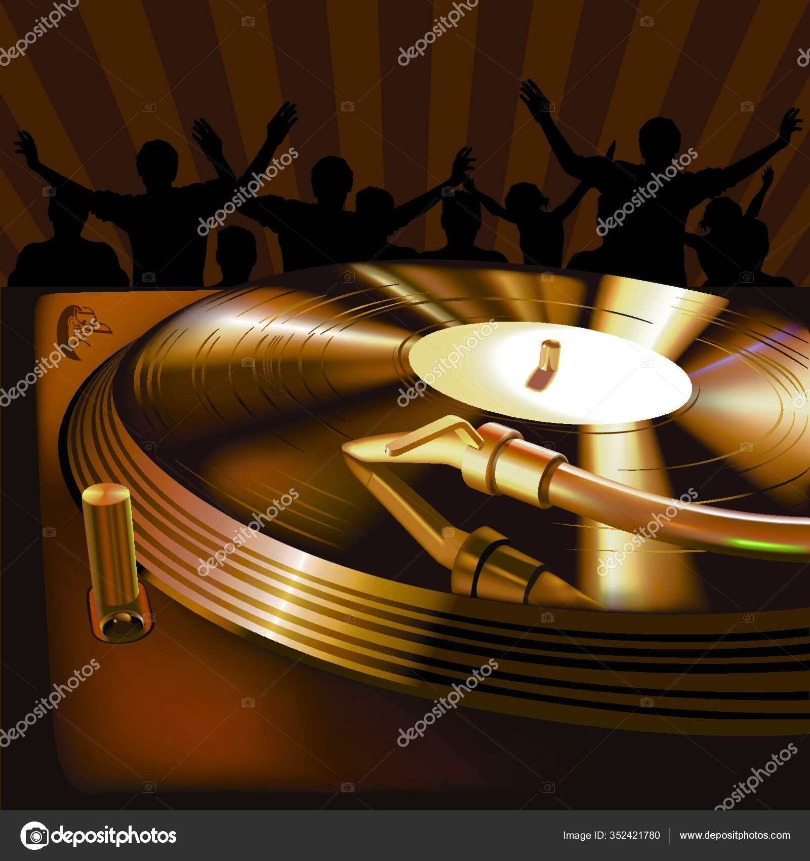 Vinyl Record Spinning Turntable People Dancing Background Background ...