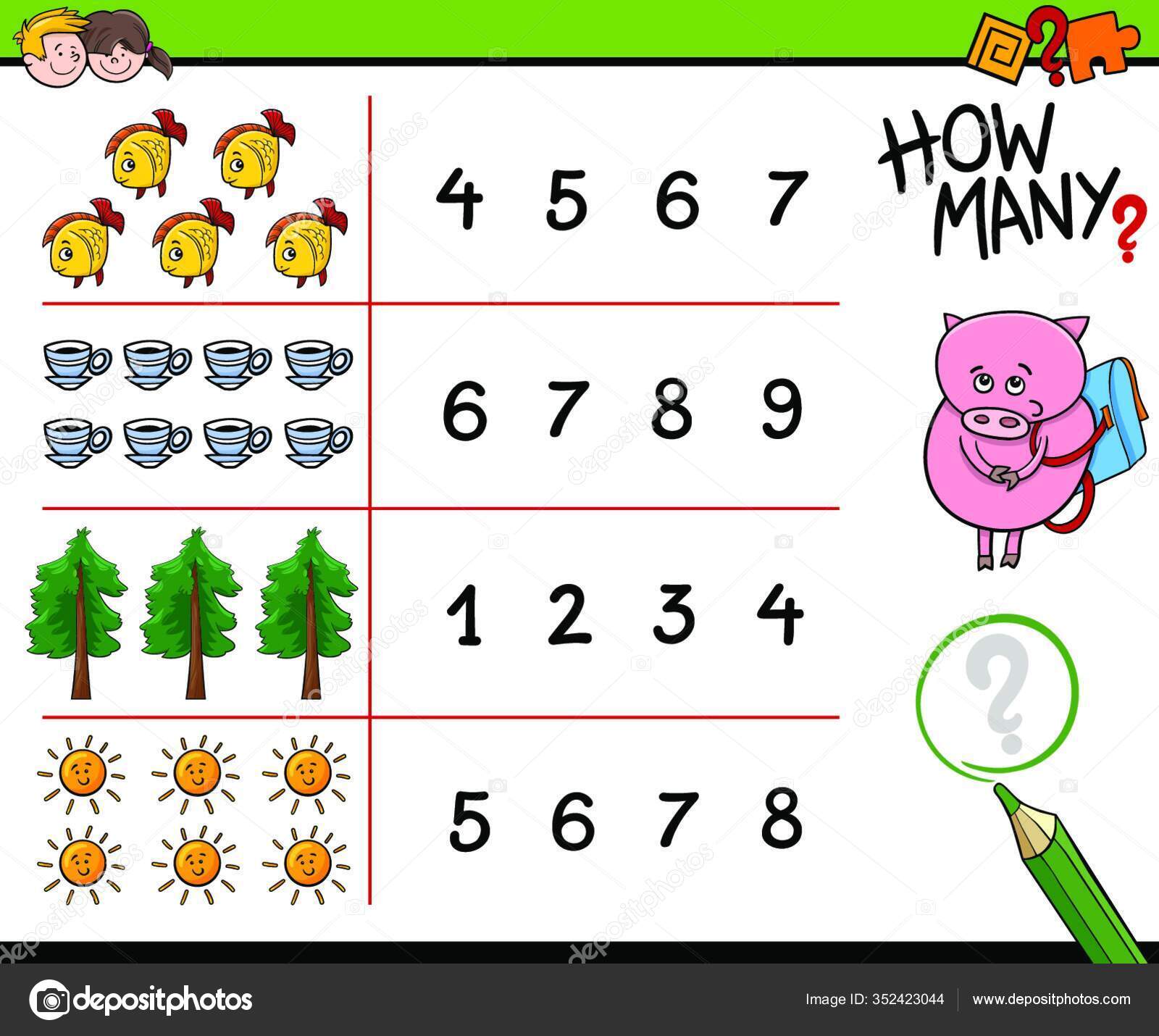 Cartoon Illustration Educational Counting Game Children Stock Vector ...