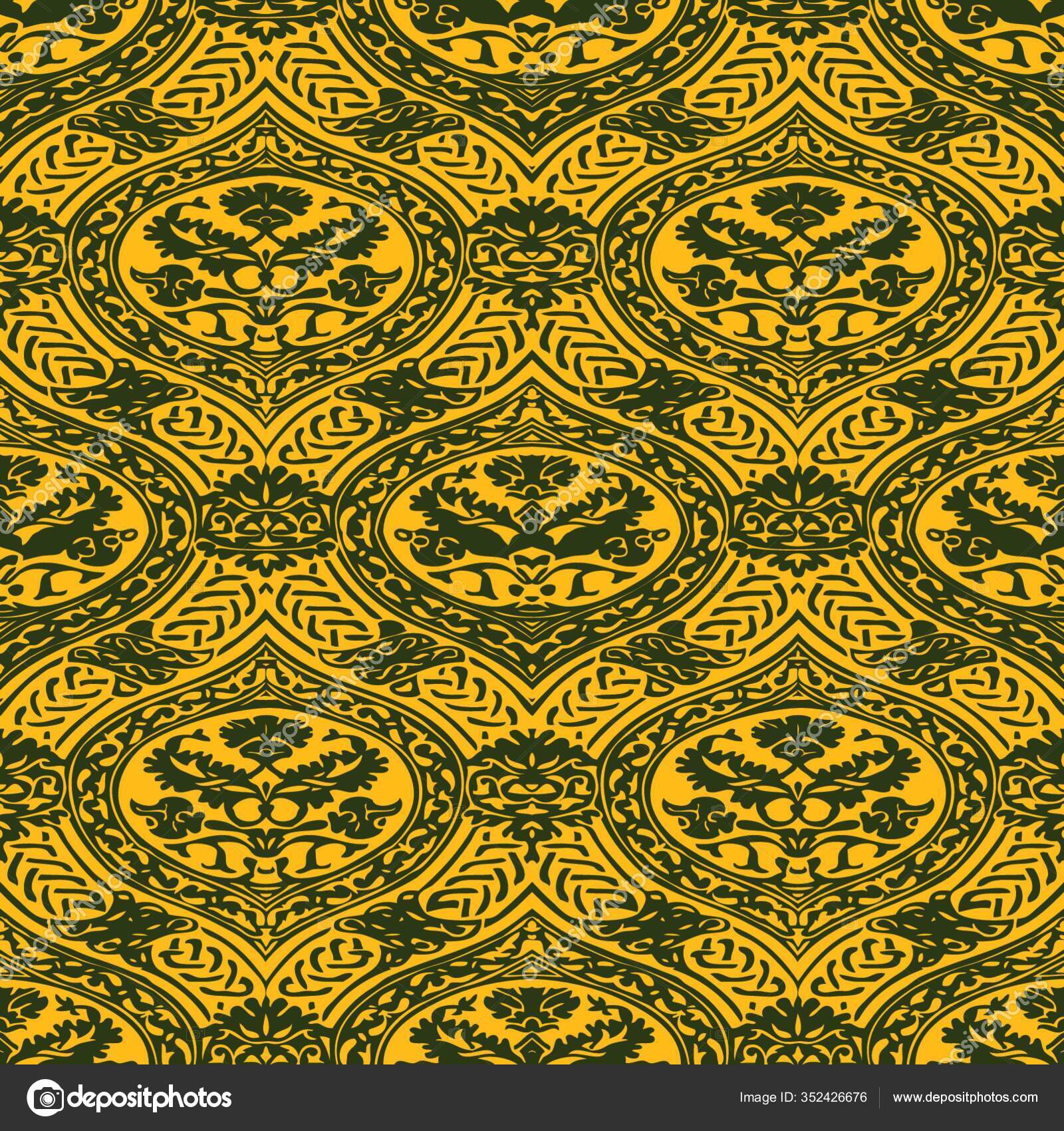 Vector Seamless Floral Antique Pattern Interlacing Ribbons Background ...