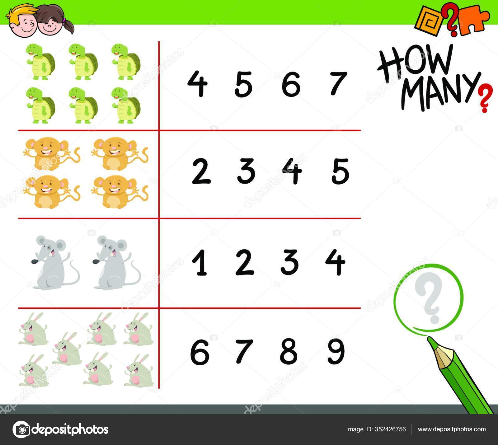 Desenhos Animados Ilustração Jogo Contagem Educacional Para Crianças ...