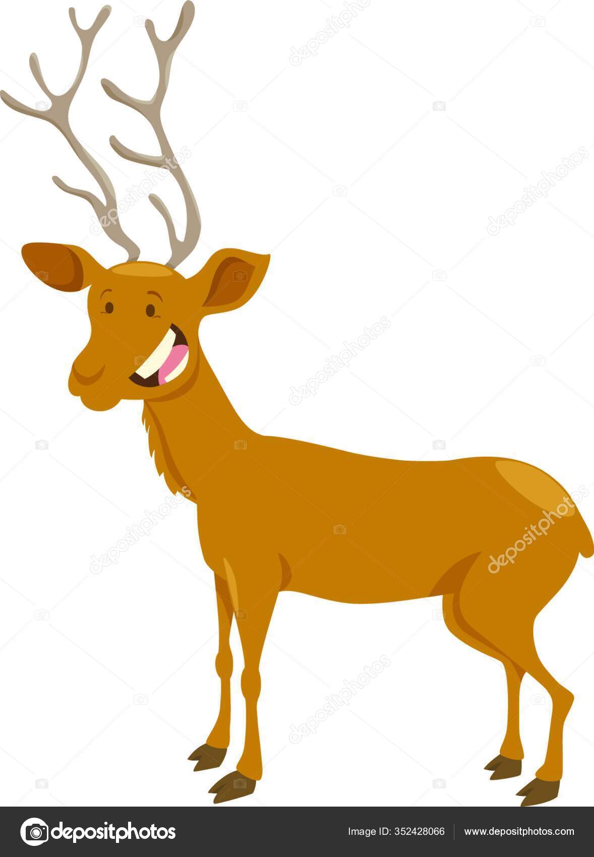 Dibujos Animados Ilustración Divertido Venado Personaje Animal Vector ...