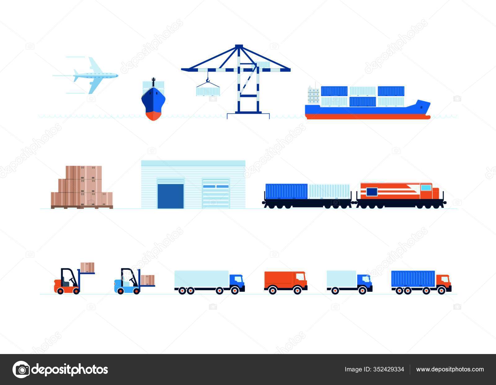 Vector Global Transportation Delivery Symbol Collection Stock Vector ...