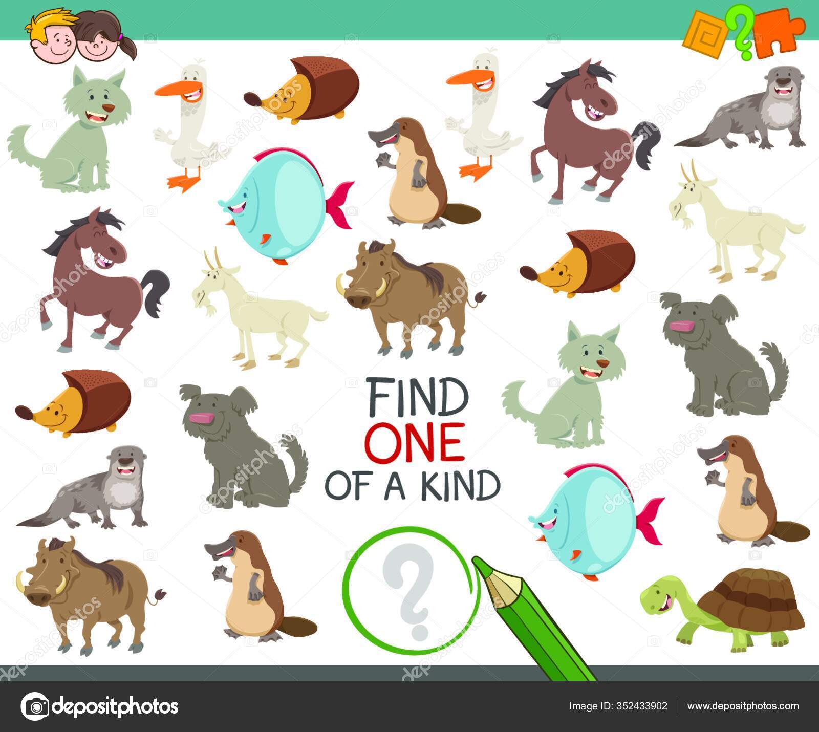 Dibujos Animados Ilustración Encontrar Juego Educativo Para Niños Con ...