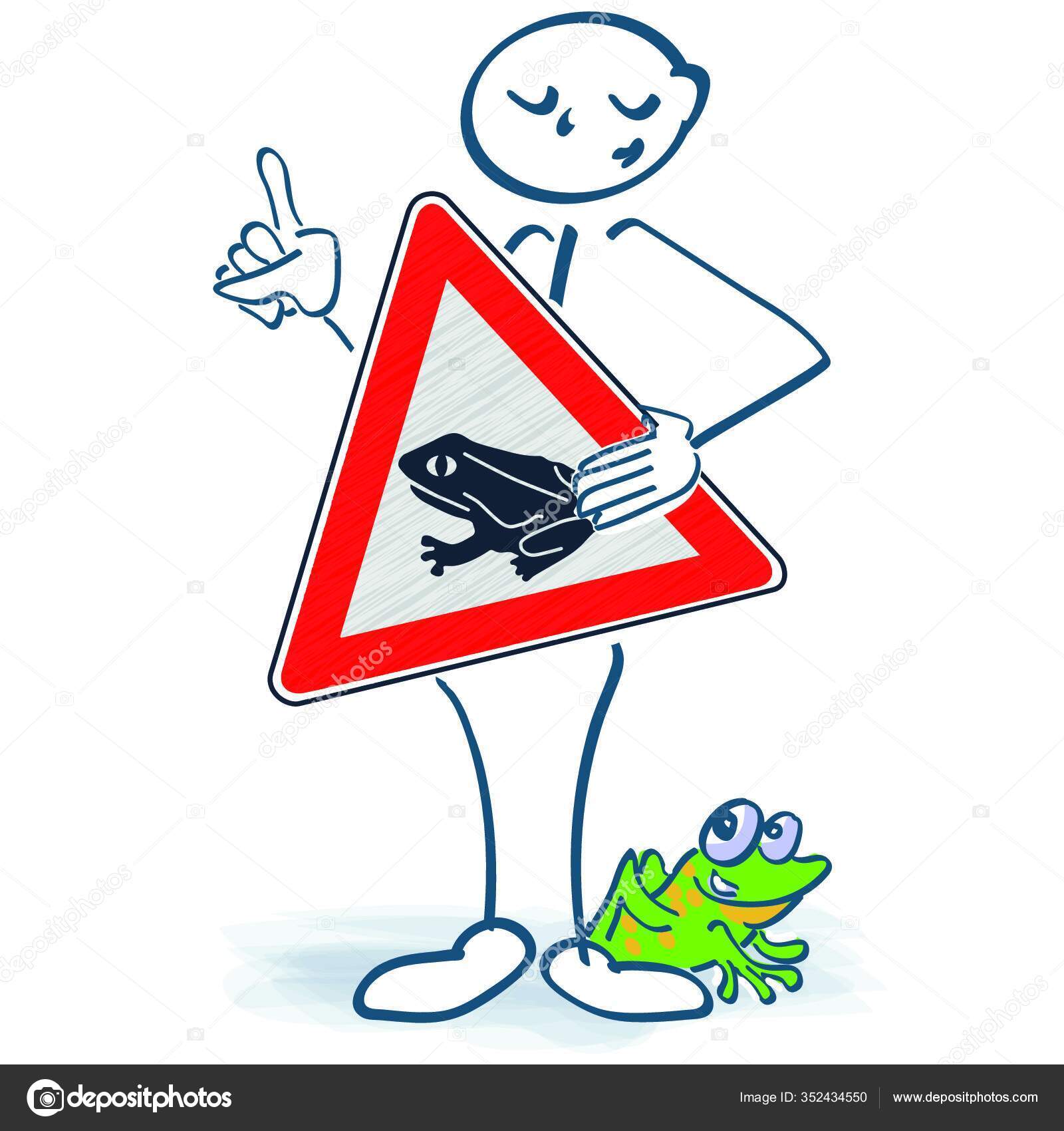 Stick Figure Sign Frog Walk Front Body Stock Vector by ...