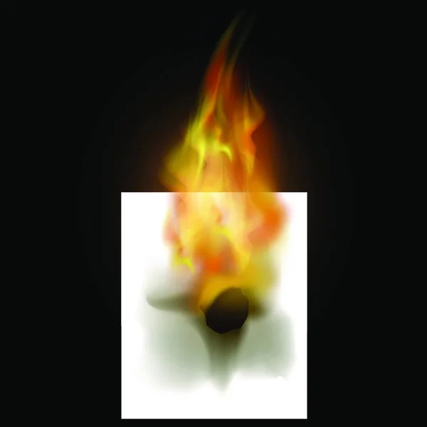 Burning White Paper with Fire Flame Isolated on Black Background ...