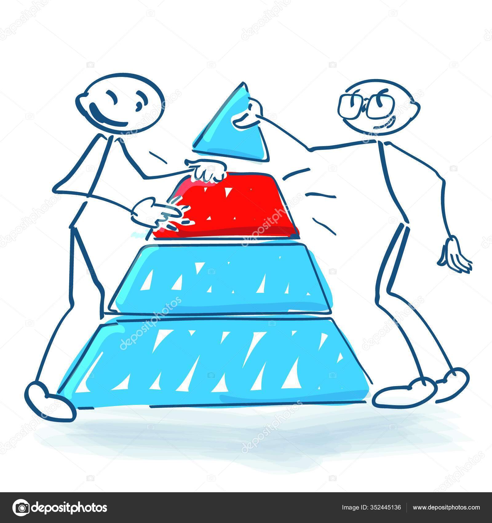 Stick Figure Pyramid Important Intermediate Piece Stock Vector Image by ...