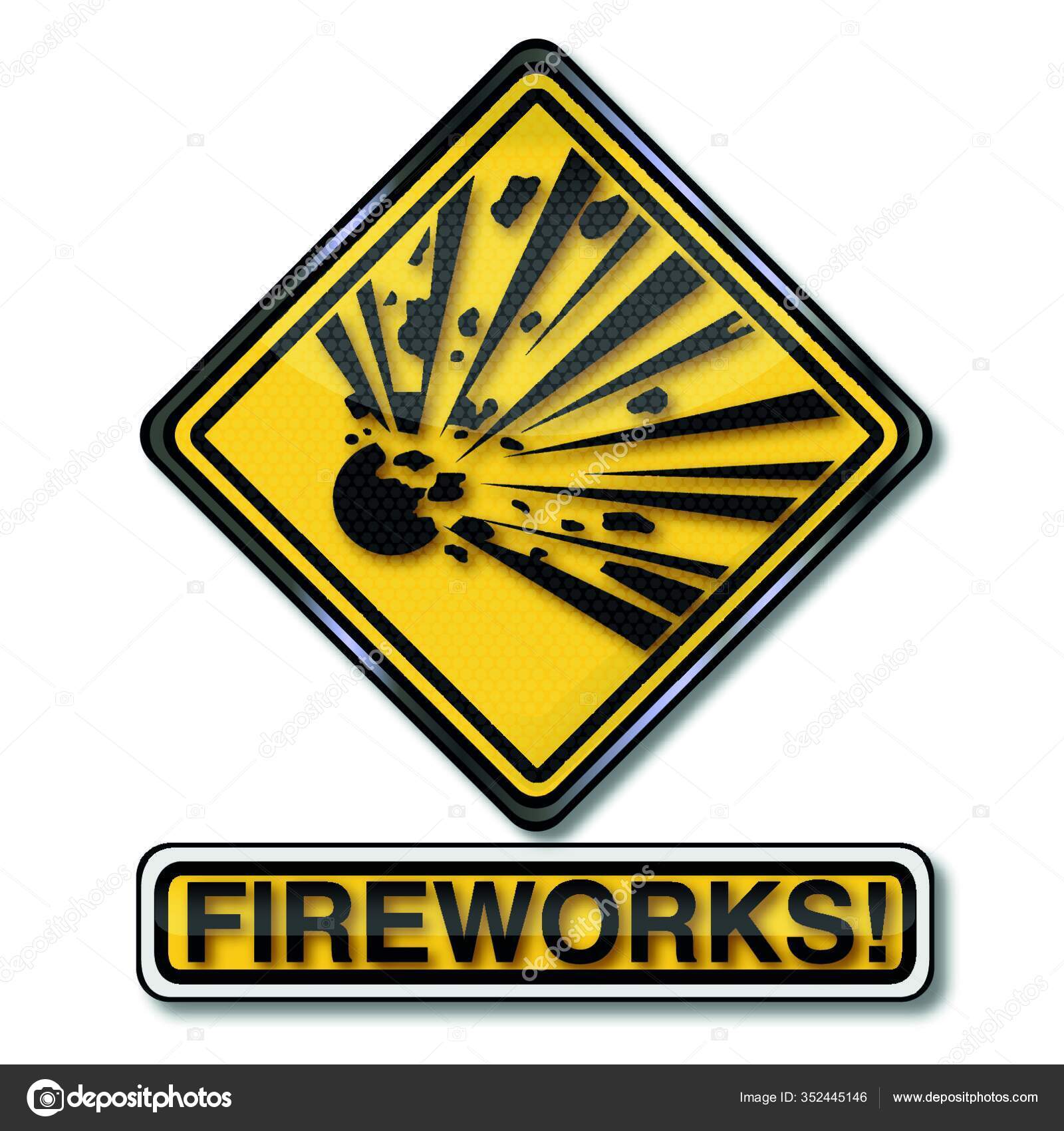 Danger Sign Attention Explosive Fireworks New Year's Eve Celebration ...