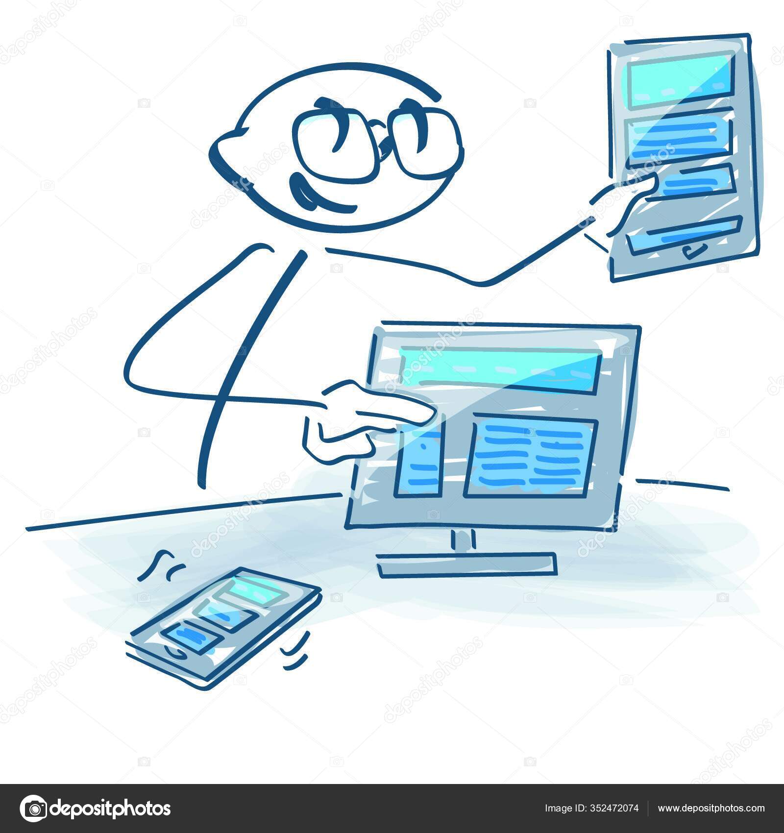 Stick Figure Shows Various Layout Options Computer Stock Vector Image ...