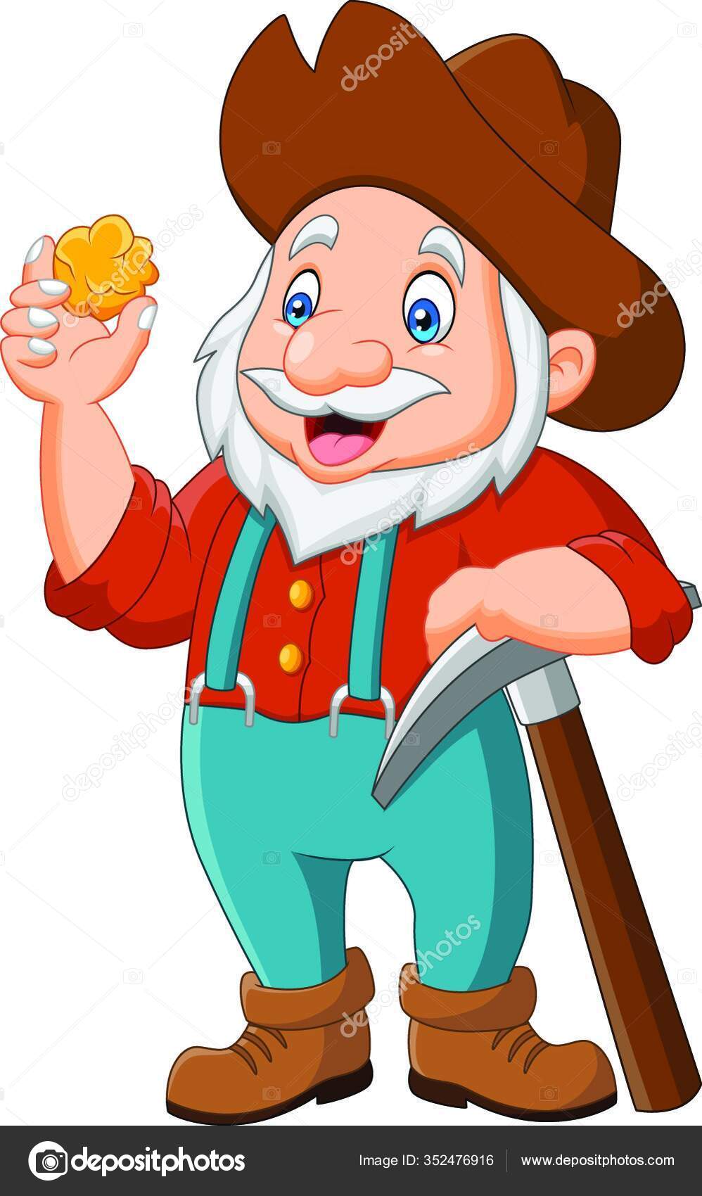 Cartoon Gold Prospector White Background Stock Vector by ...