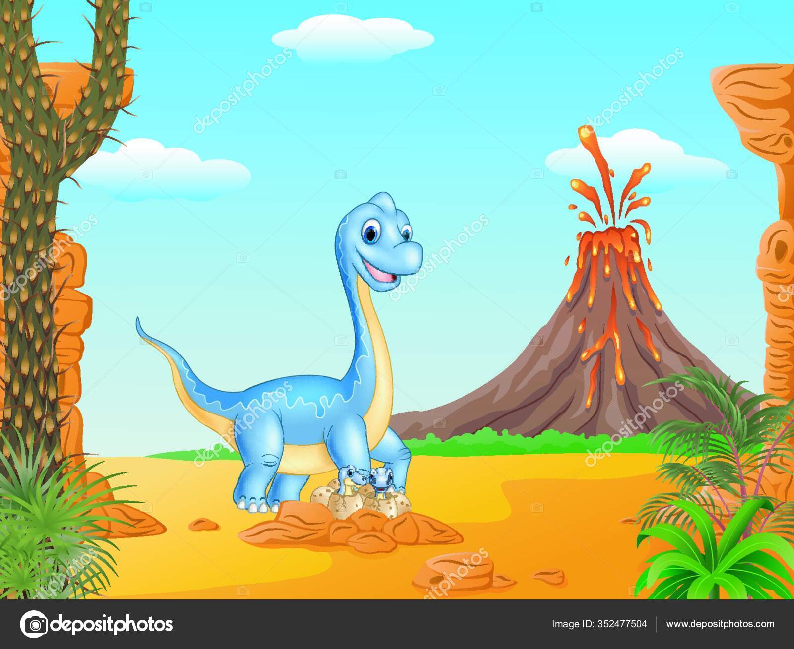 Cartoon Mom Baby Dinosaur Hatching Prehistoric Stock Vector Image by ...