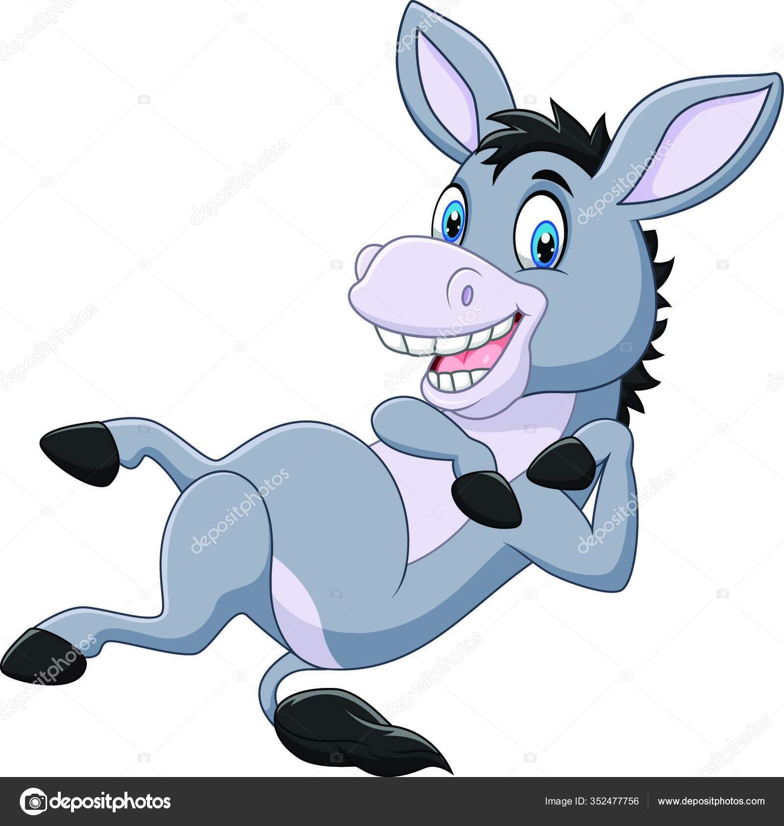 Desenhos Animados Burro Feliz Isolado Fundo Branco Vetor de ...