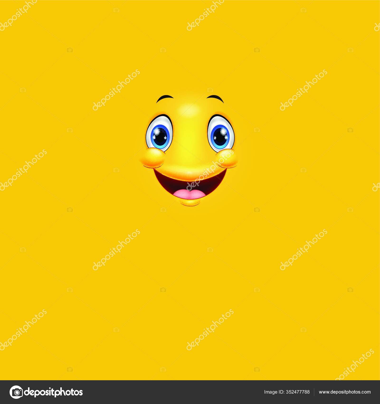 Cartoon Cute Yellow Face Smiling Stock Vector Image by ...